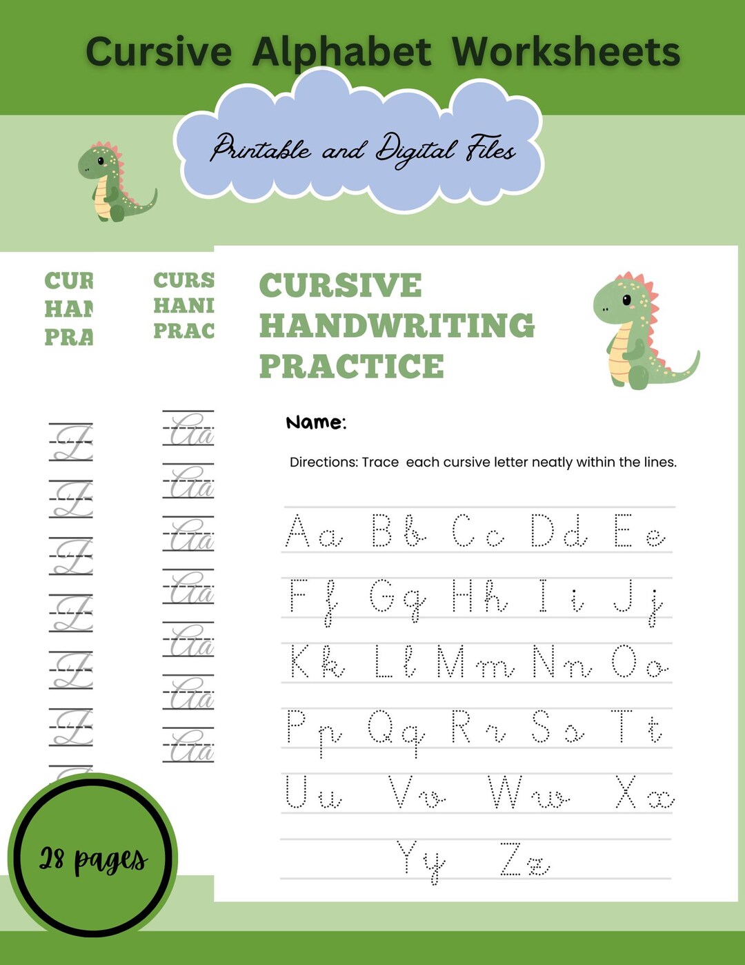 Cursive Alphabet Worksheet – Printable Handwriting Practice for Kids ...