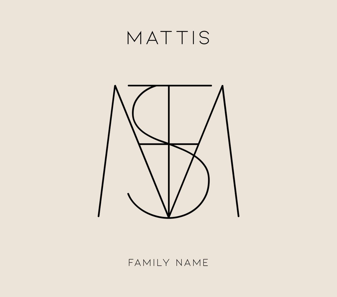 Minimalist Family Name Logo Design, Geometric Monogram (PNG File) - Etsy