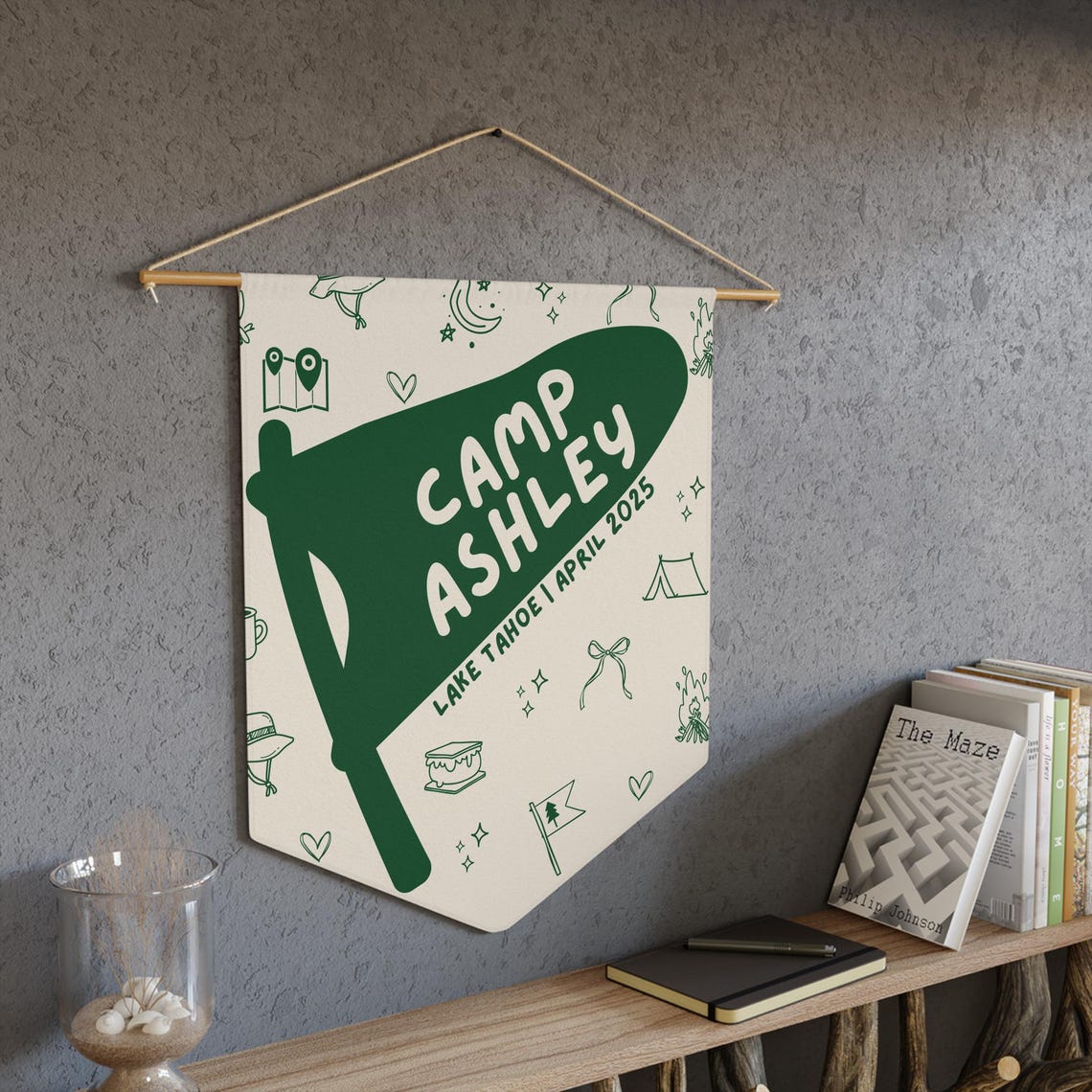 Custom Camp Pennant | Bachelorette Weekend Decor, Personalized Wall Art ...