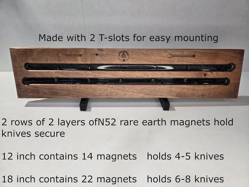 Fractal Burn Mahogany Magnetic Knife Holder - Wood Kitchen Decor - 18X4 ...