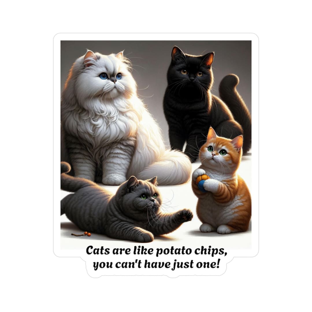 Funny Cat Kiss-cut Vinyl Decals, Adorable Cat Stickers, Home Decor, Pet ...
