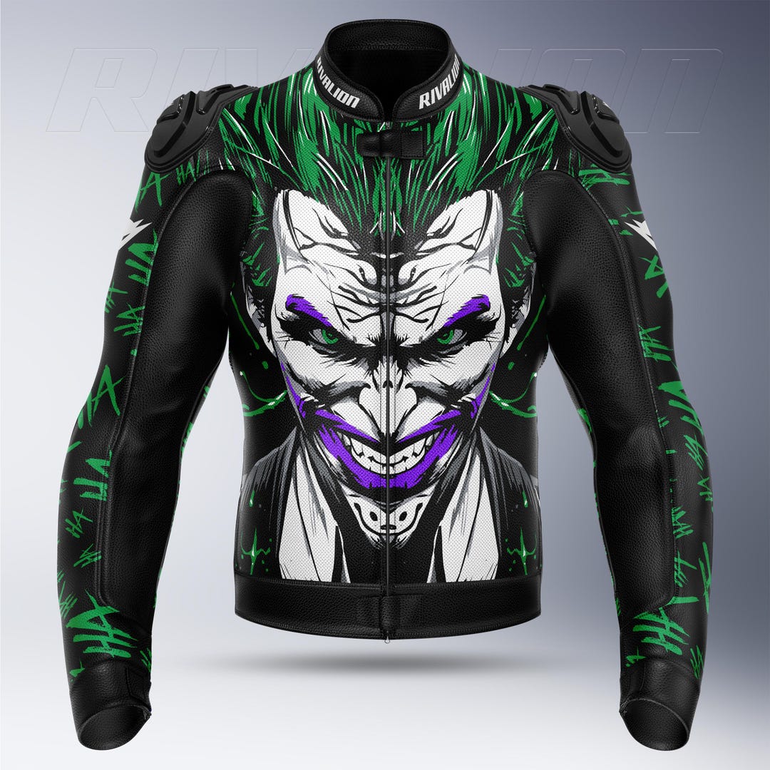 Joker Green and Purple Hahaha Motorcycle Racing Leather Jacket: Custom ...