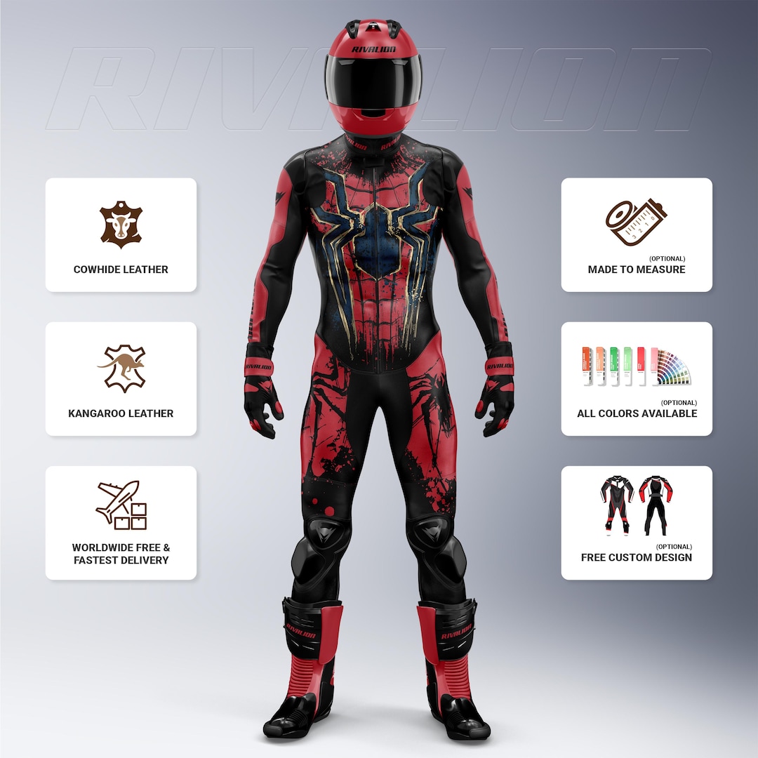 Spider-man Motorcycle Racing Suit: Cowhide/kangaroo Leather, Custom ...