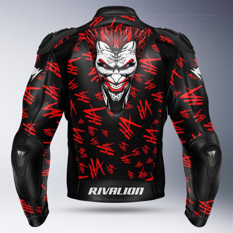Joker Why so Serious Red Motorcycle Leather Racing Jacket: Removable ...