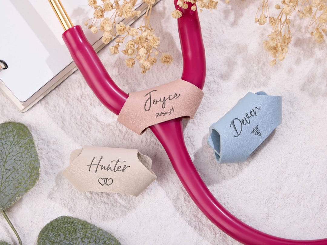 Personalized Engraved Leather Stethoscope Tag,leather Stethoscope Name ...