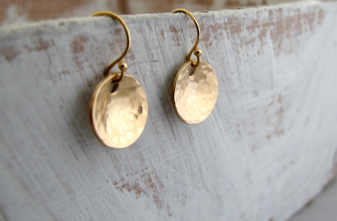 Gold Hammered SMALL Circle Earrings, Bowl Shaped, 14k Gold Filled ...