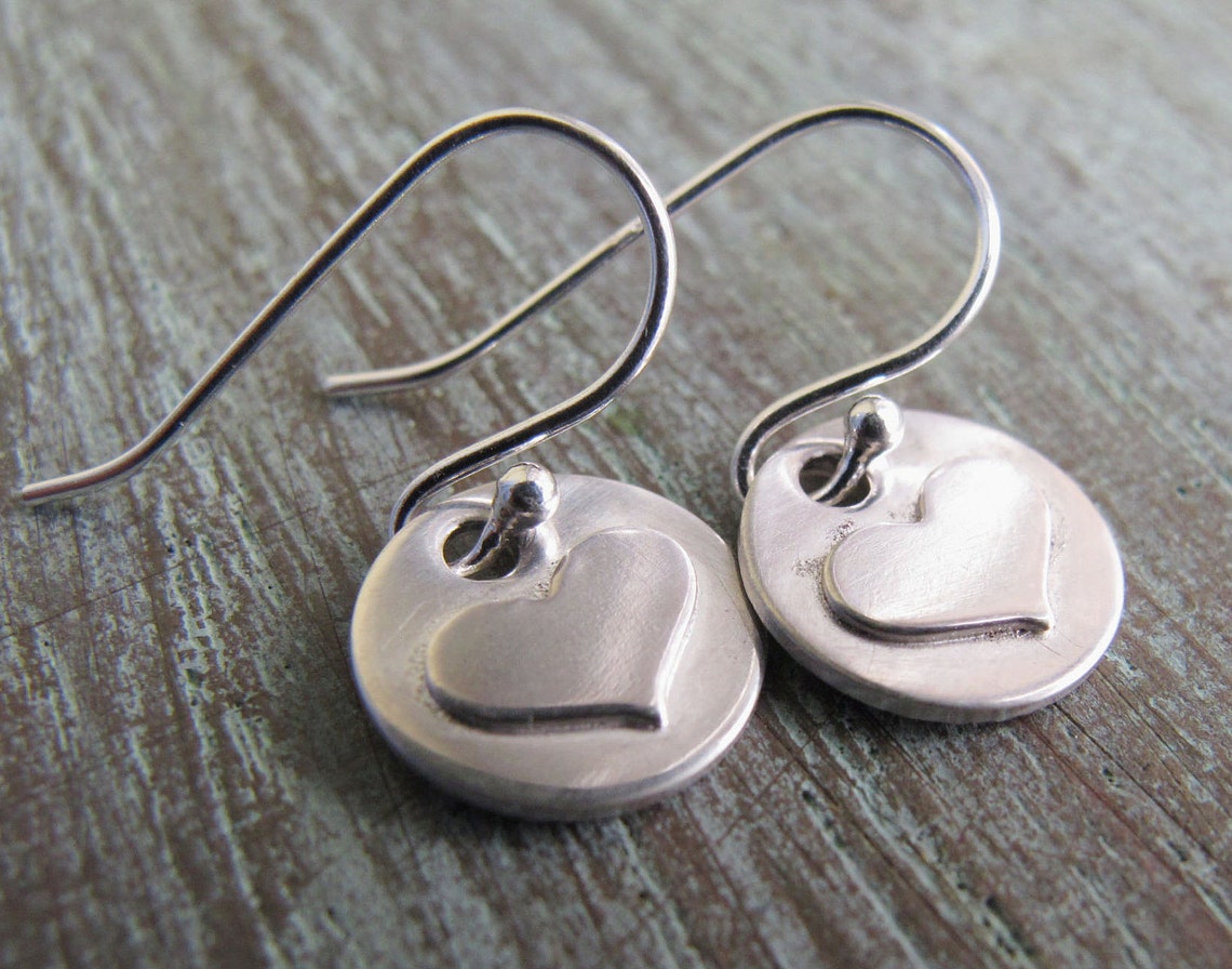 Sterling Silver Heart Earrings - Etsy