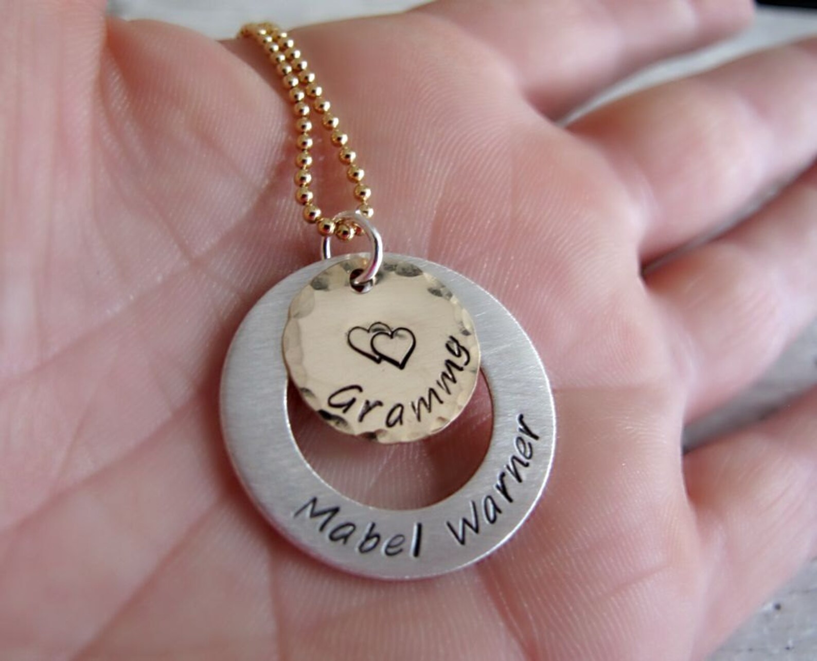 Personalized Grandmother Necklace Handstamped Mothers Etsy