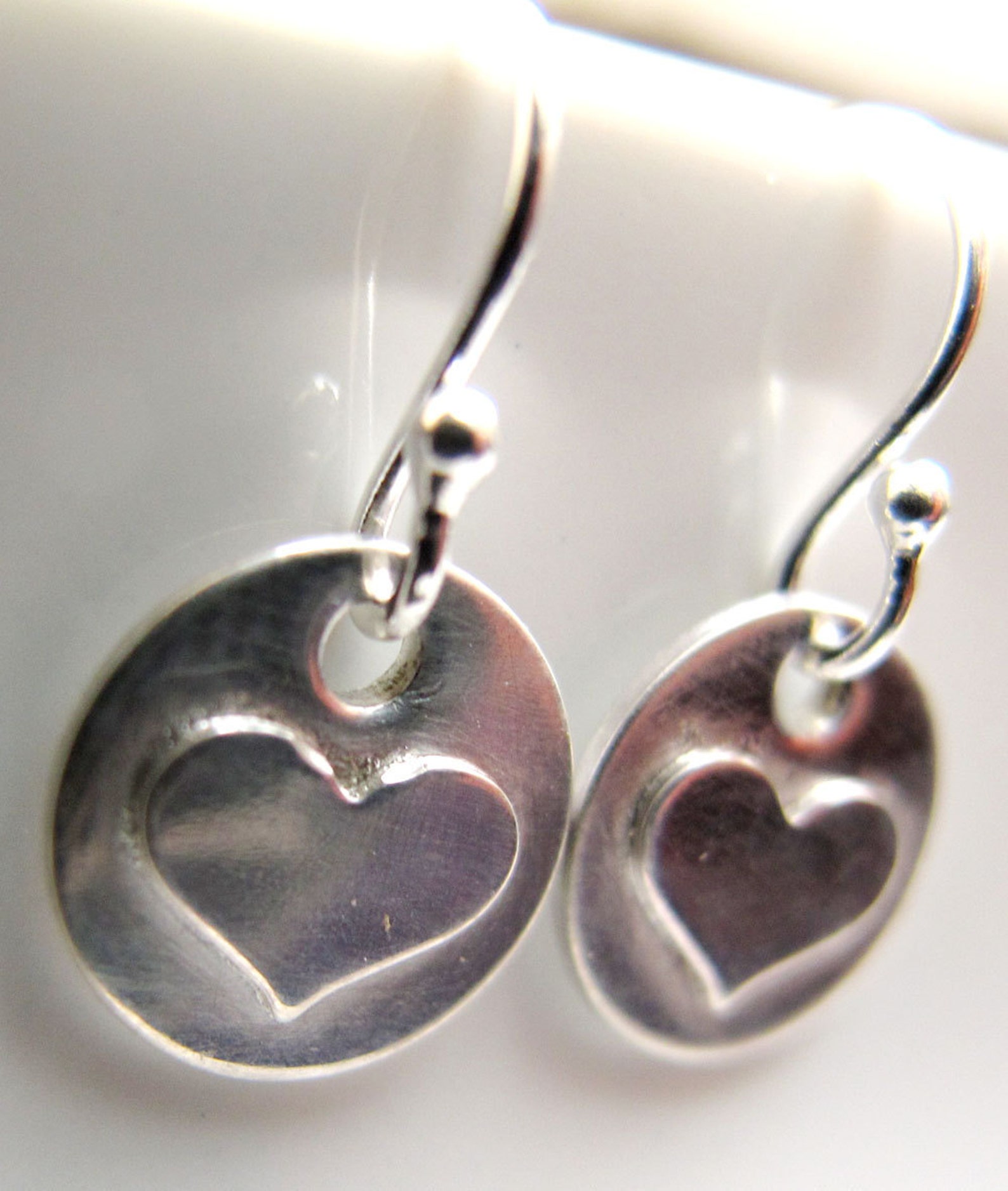 Sterling Silver Heart Earrings - Etsy