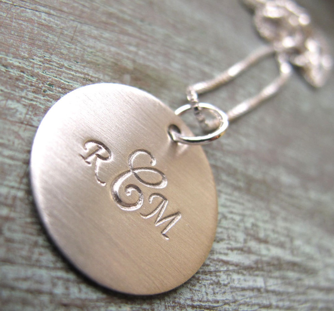 Personalized Monogram Necklace, Hand Stamped, Sterling Silver, Brushed ...