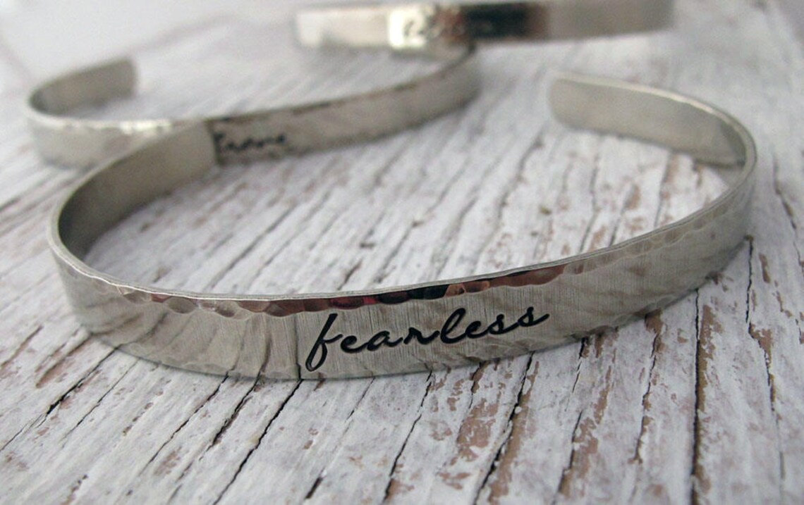 Believe, Fearless, Brave, Inspirational Cuff, Handstamped Bracelet ...