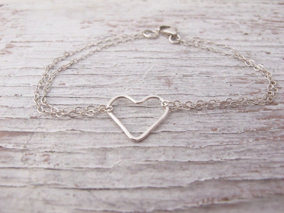 Heart Bracelet Sterling Silver Hammered Handmade | Etsy