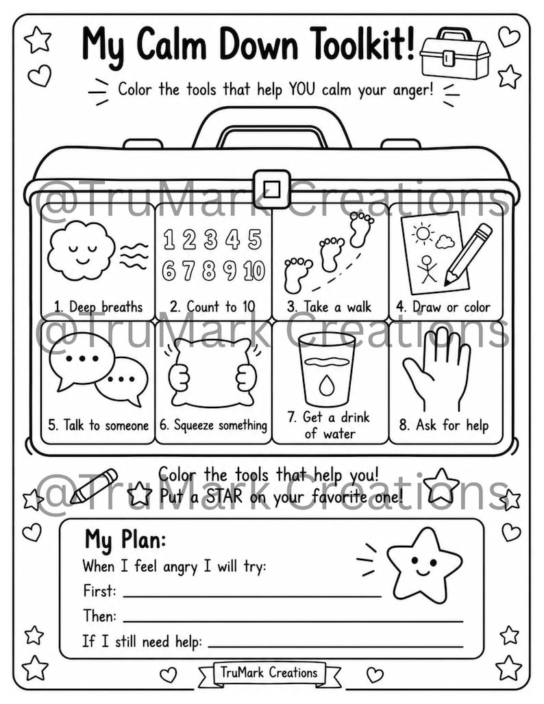 Anger Management Activity Pack for Kids | SEL Coloring Pages Calm Down ...