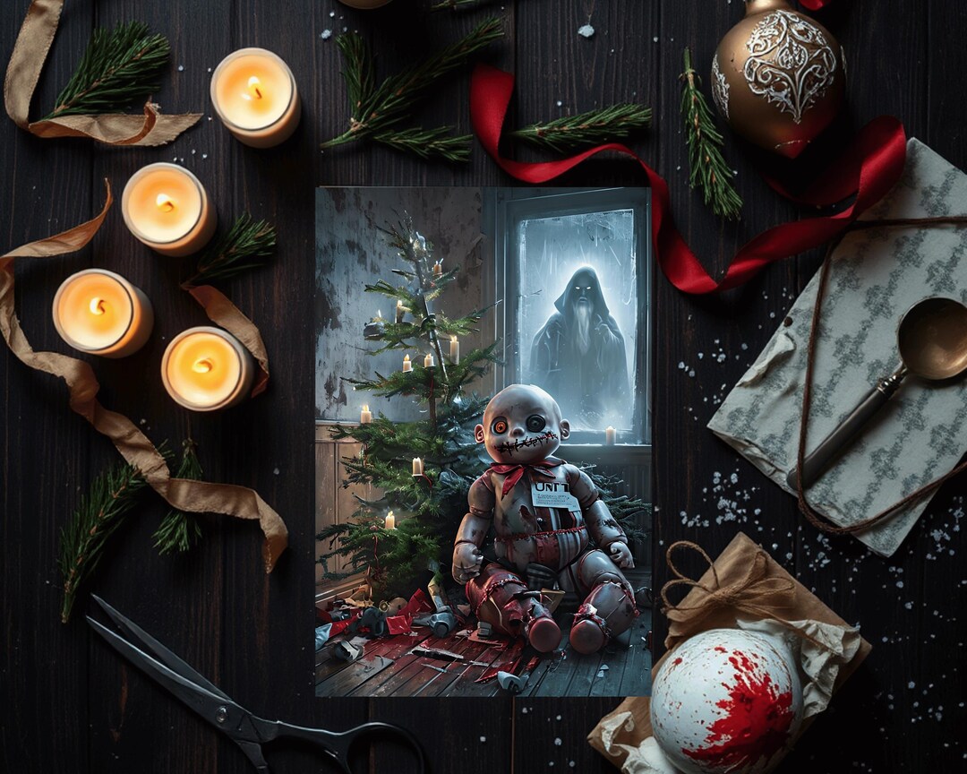 Gothmas Print: Creepy Christmas Doll Gothic Horror Holiday Wall Art ...