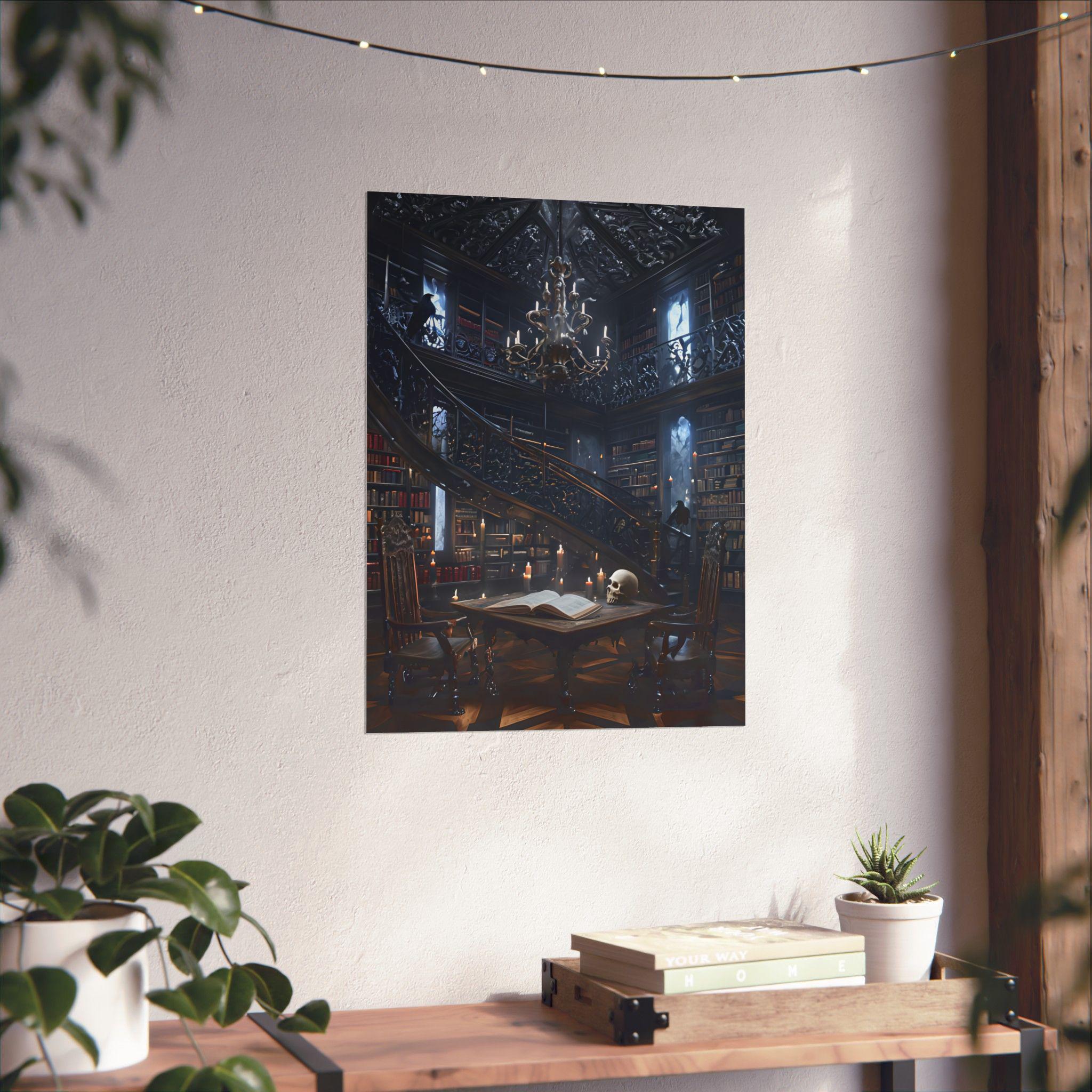 Gothic Library Wall Art - Dark Academia Poster, Candlelit Library Print ...
