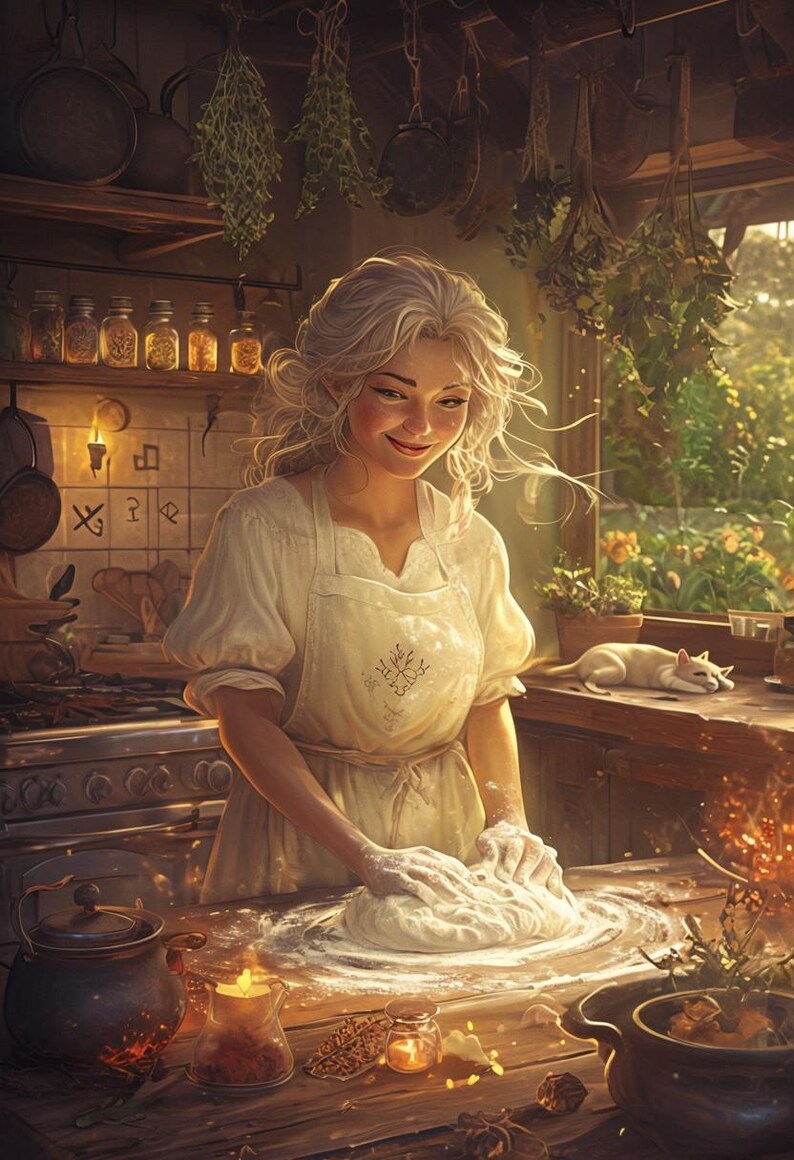 Kitchen Witch Digital Poster | Cozy Cottage Witch Wall Art | Baking ...