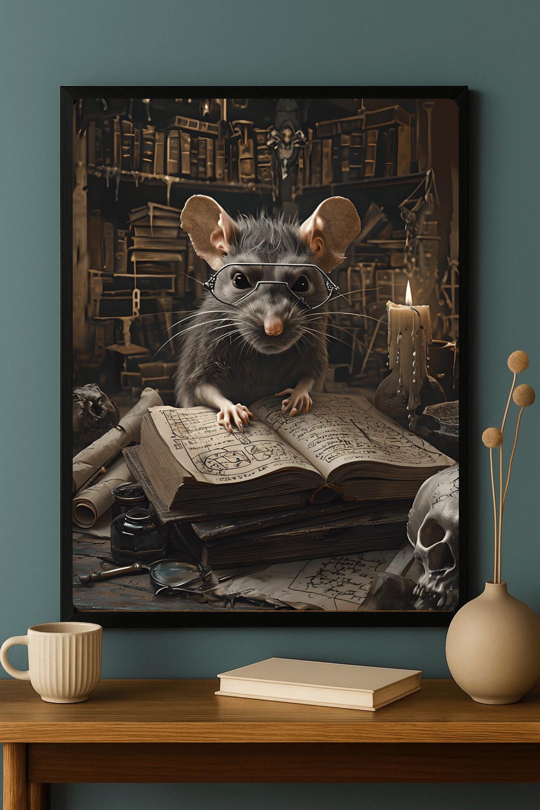 Gothic Librarian Rat Poster: Funny Dark Academia Animal Art (digital ...