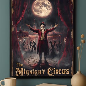 Midnight Circus Ringmaster Poster | Gothic Witch Wall Art | Haunted ...