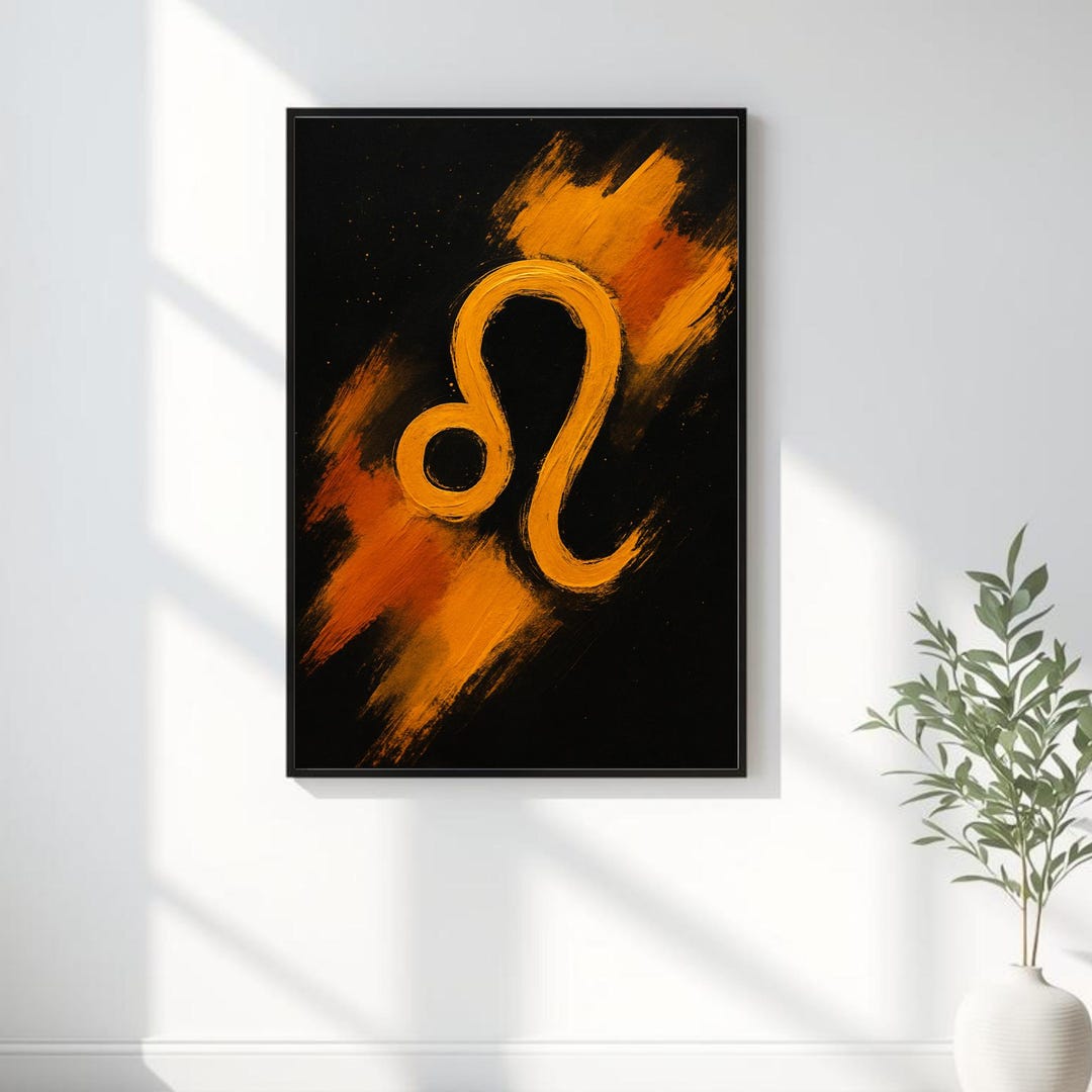 Leo Art Poster - Digital Download - Minimalist Painted Zodiac - Etsy