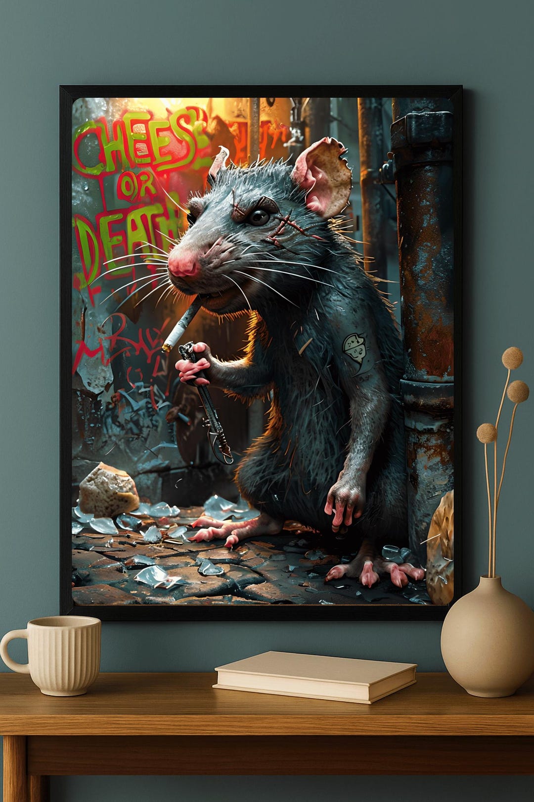 Street Brawler Rat Poster – Gothic Rodent Fighter Wall Art, Printable ...