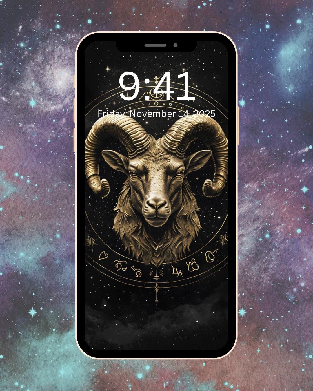 Cell Phone Wallpaper Aries Zodiac – Celestial Astrology Lock Screen ...