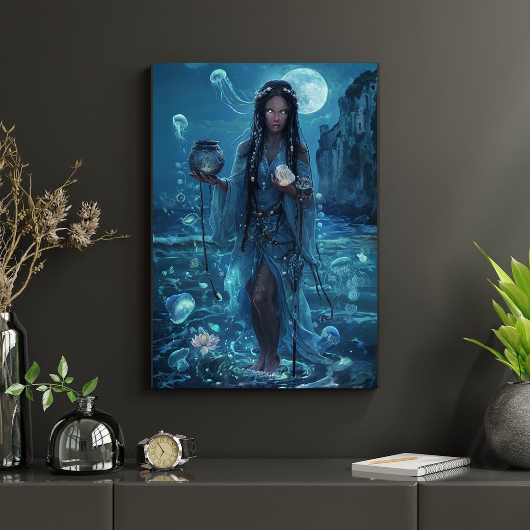 Water Witch Digital Poster | Ocean Witch Wall Art | Elemental Sea Magic ...
