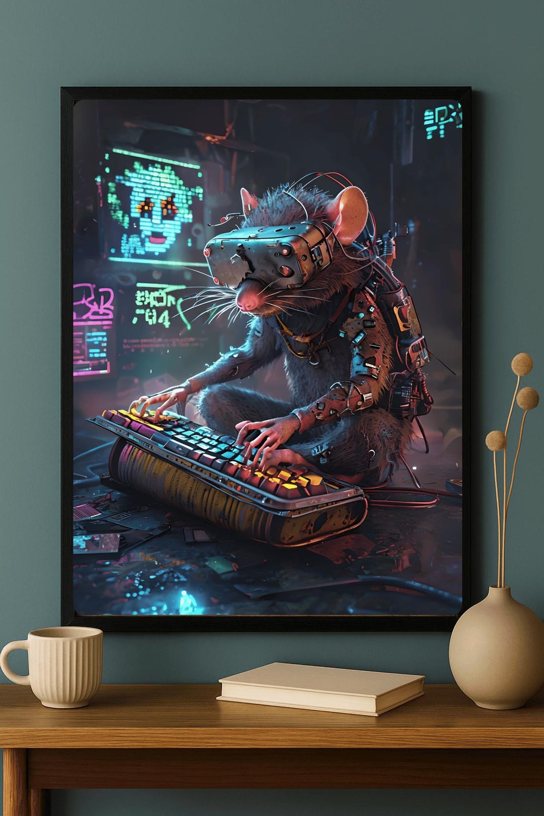 Cyberpunk Rat Poster: Funny Techcore Animal Art (digital Download ...