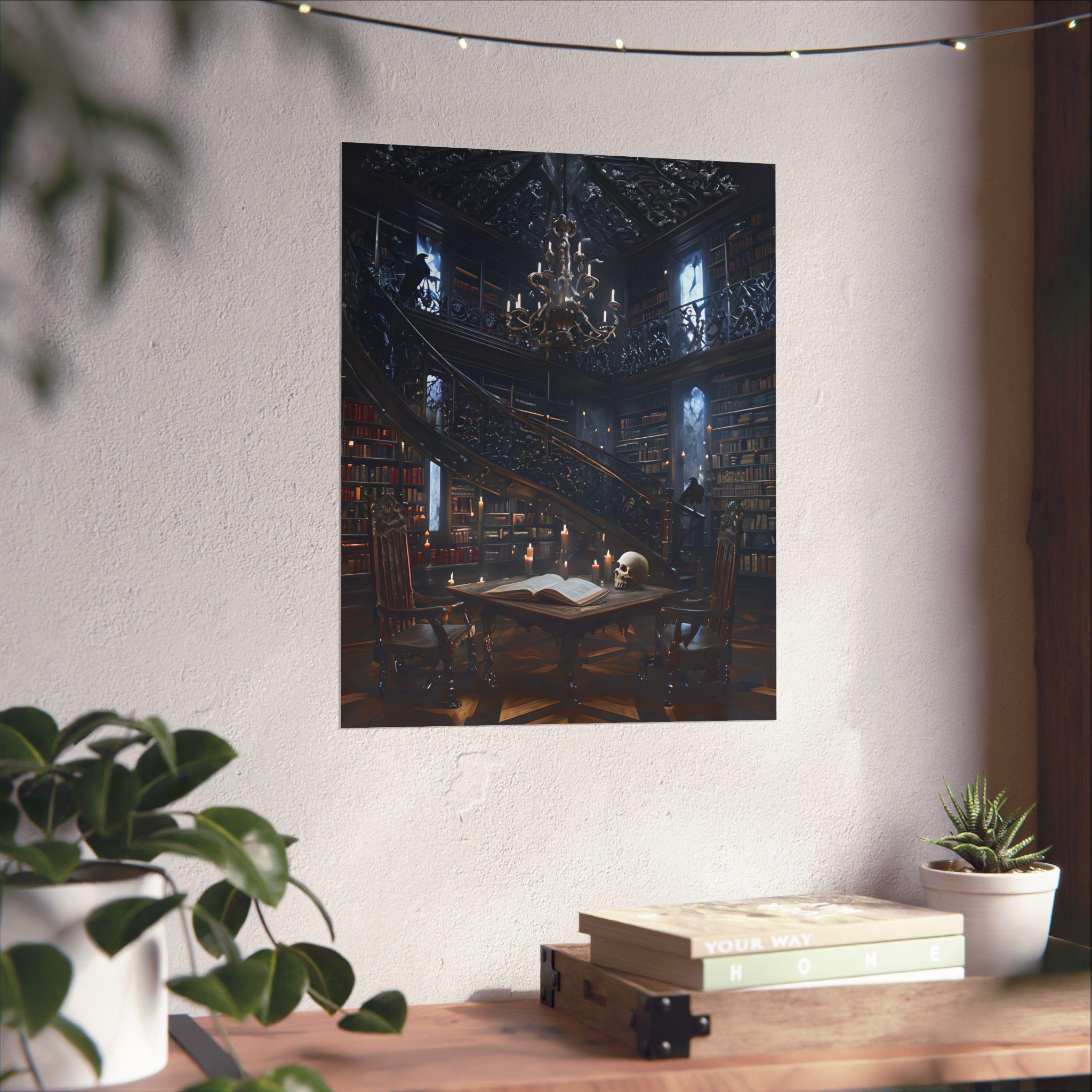 Gothic Library Wall Art - Dark Academia Poster, Candlelit Library Print ...