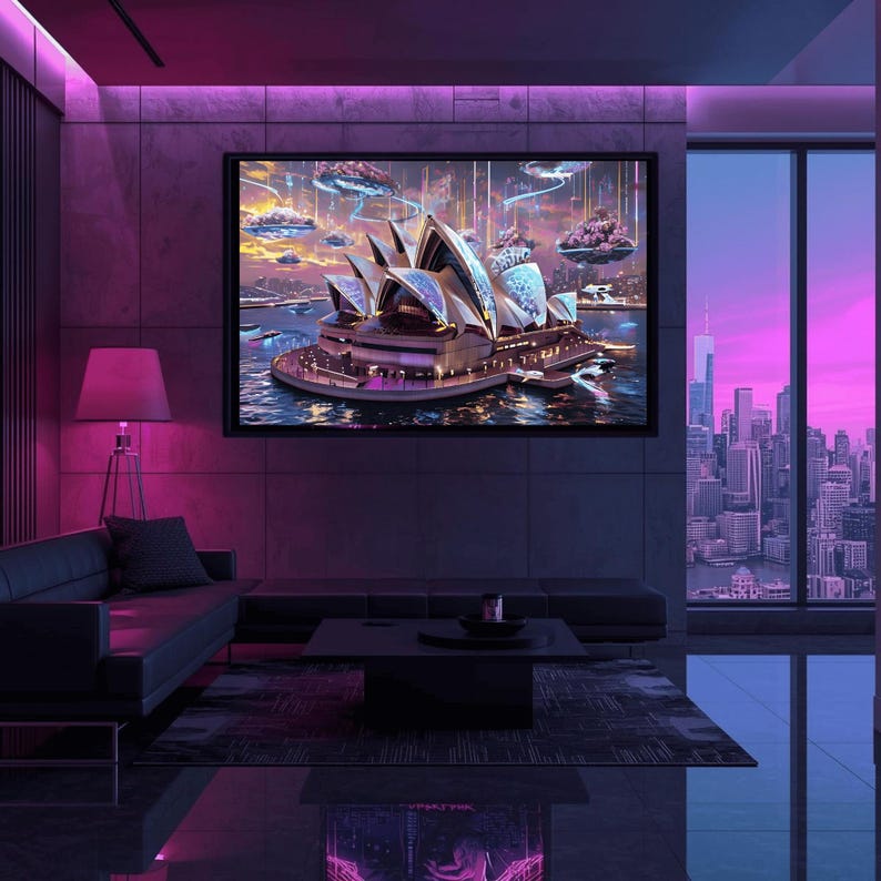 Cyberpunk Sydney Opera House Art Print: Futuristic Sci-fi Decor - Etsy