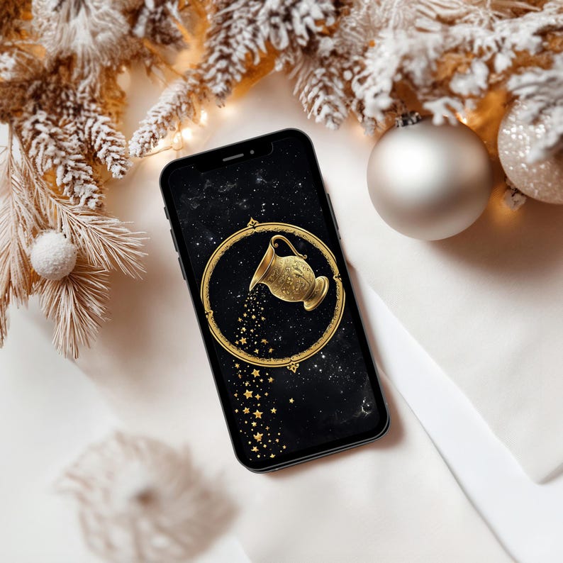 Cell Phone Wallpaper Aquarius Zodiac – Celestial Astrology Lock Screen (digital Download) - Etsy
