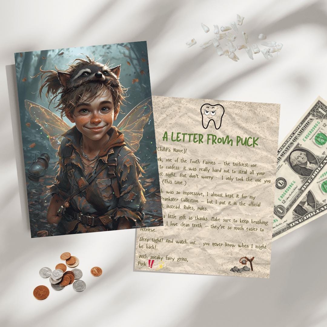 Printable Tooth Fairy Letter & Photo – Puck the Trouble Maker Fairy - Etsy