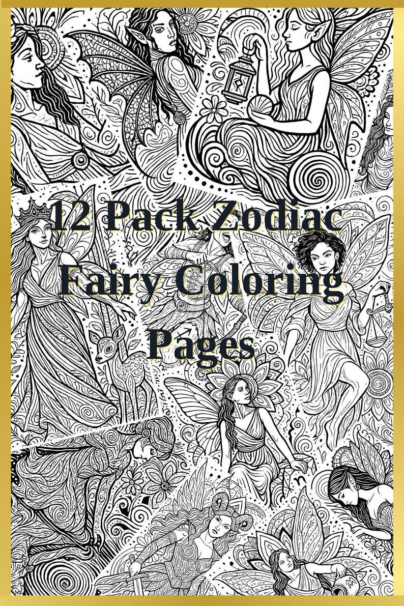 Zodiac Fairy Coloring Pages: 12 Sign Fantasy Art (digital Download) - Etsy