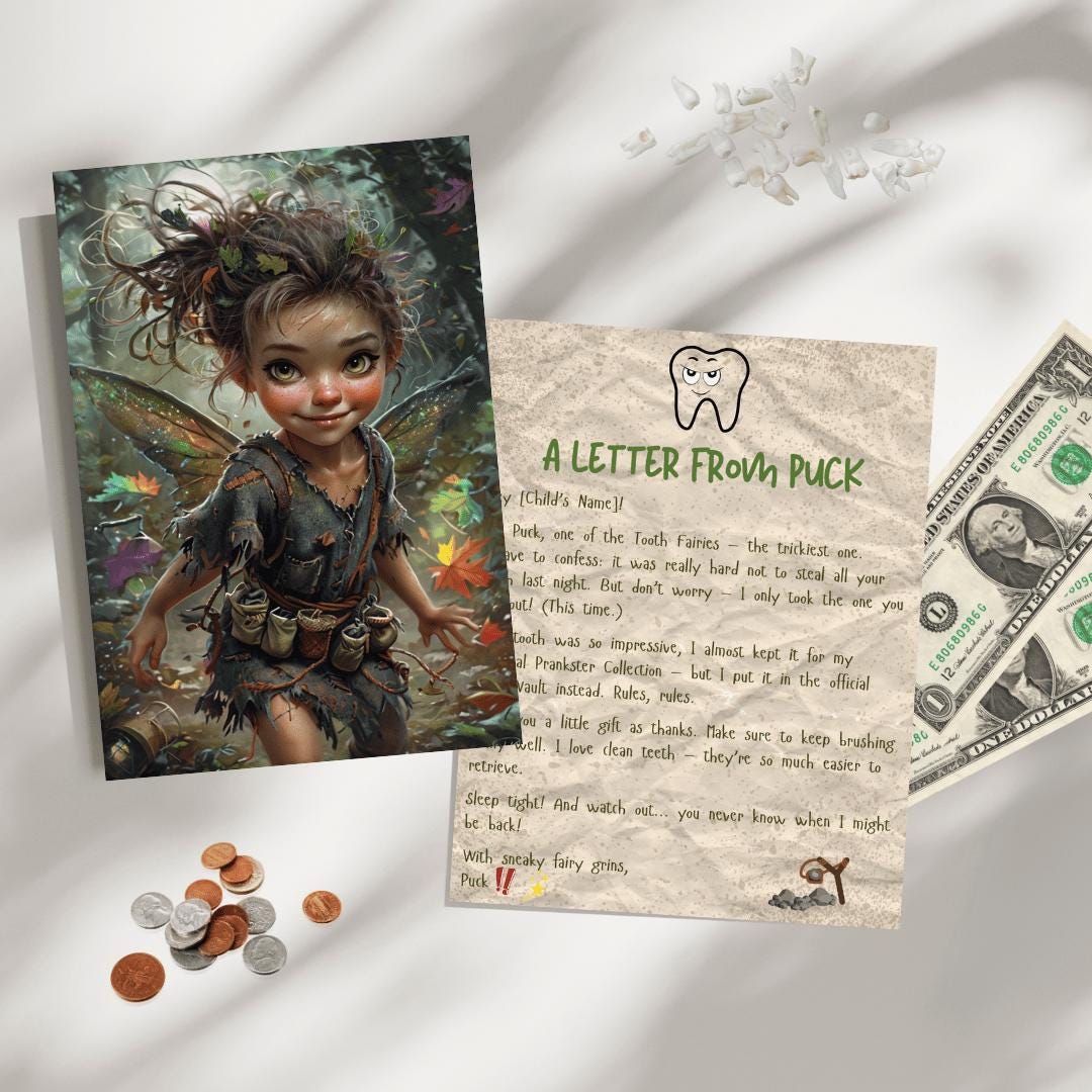 Printable Tooth Fairy Letter & Photo – Puck the Trouble Maker Fairy - Etsy