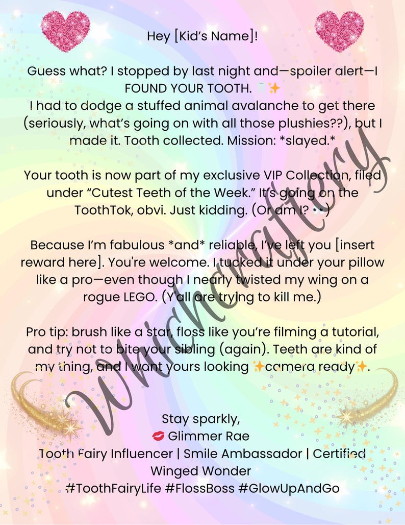 Tooth Fairy Letter and Certificate – Personalized Digital Download ...