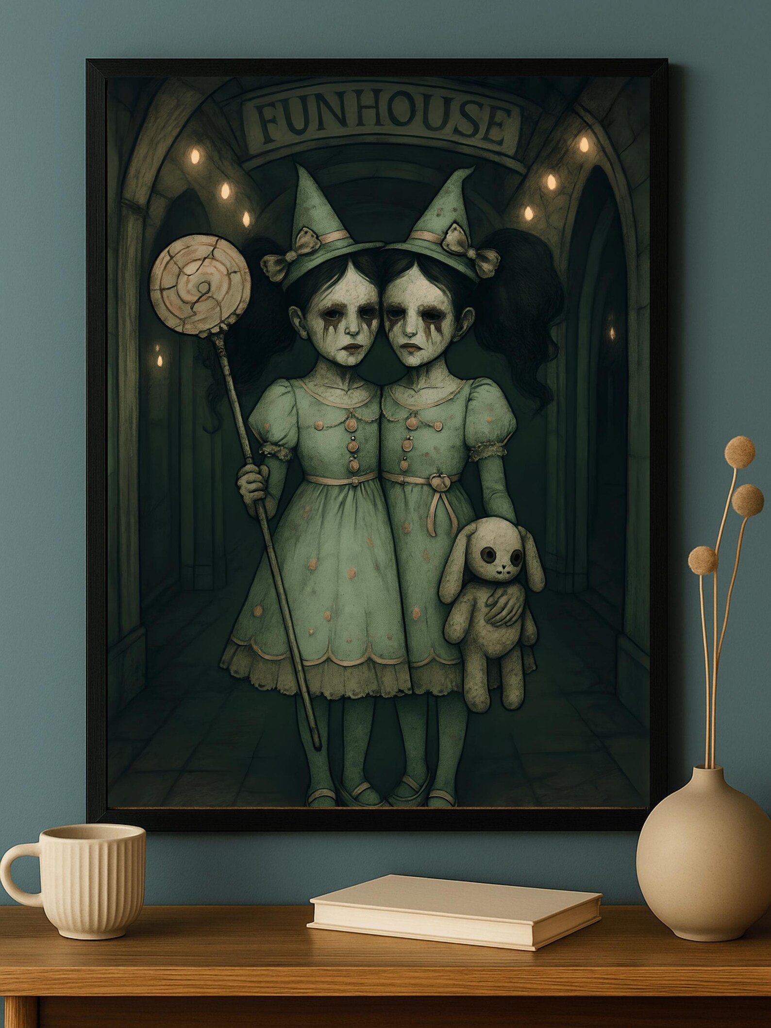 Witch Wall Art Printable • Clowncore Siamese Twin Witches Poster ...