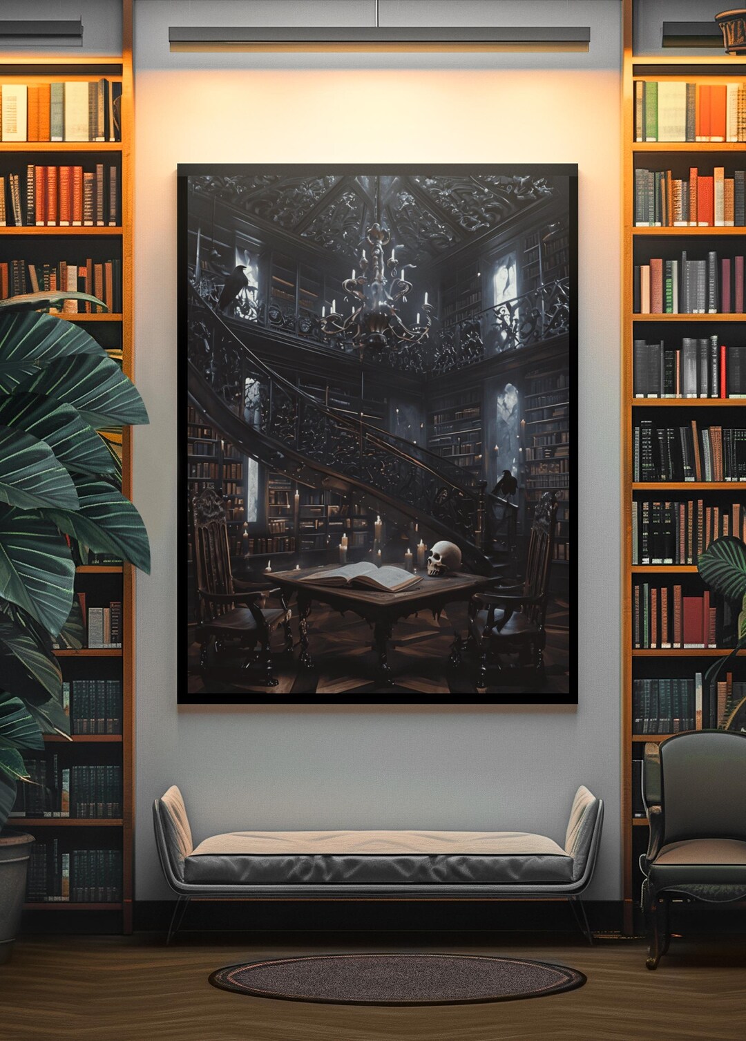 Gothic Library Wall Art - Dark Academia Poster, Candlelit Library Print ...