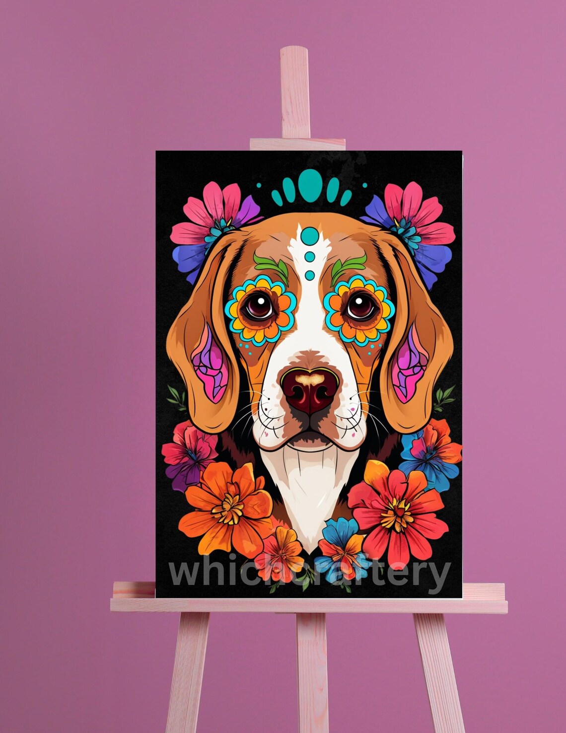 Sugar Skull Beagle Printable Wall Art | Day of the Dead Decor | Beagle ...