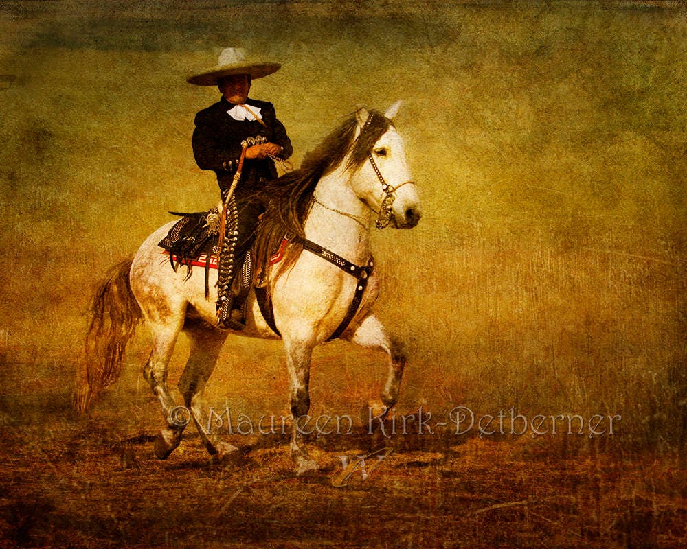Traditional Mexican Charro rider on Andalusian horse old | Etsy