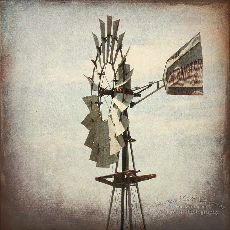 Windmill Decor Rustic Wall Art Photo in Sepia Western Decor - Etsy