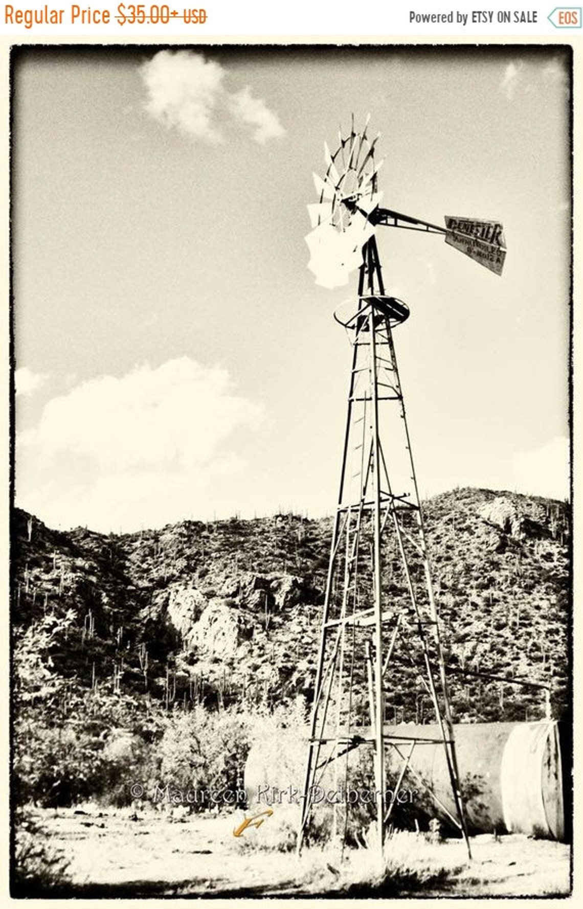 Windmill Decor Rustic Wall Art Photo in Sepia Western Decor - Etsy