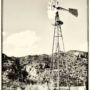 Windmill Decor Rustic Wall Art Photo in Sepia Western Decor - Etsy