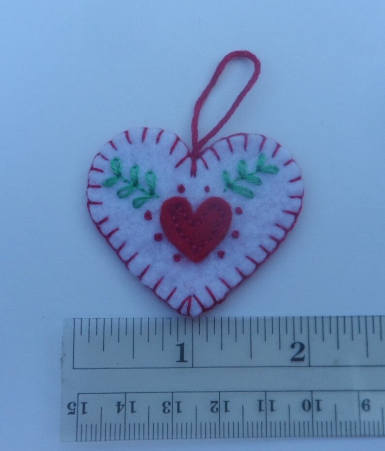 Tiny Miniature Heart Shaped Hand Embroidered Felt Ornament - Etsy
