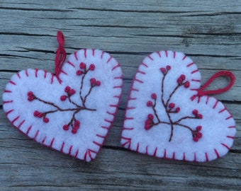 Tiny Miniature Heart Shaped Hand Embroidered Felt Ornament - Etsy