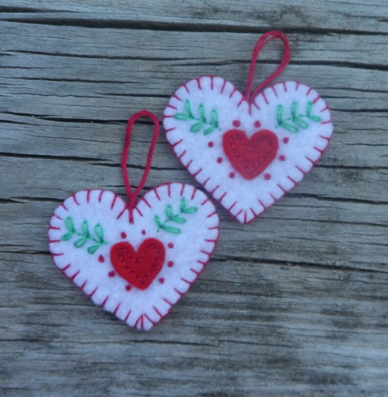Tiny Miniature Heart Shaped Hand Embroidered Felt Ornament - Etsy