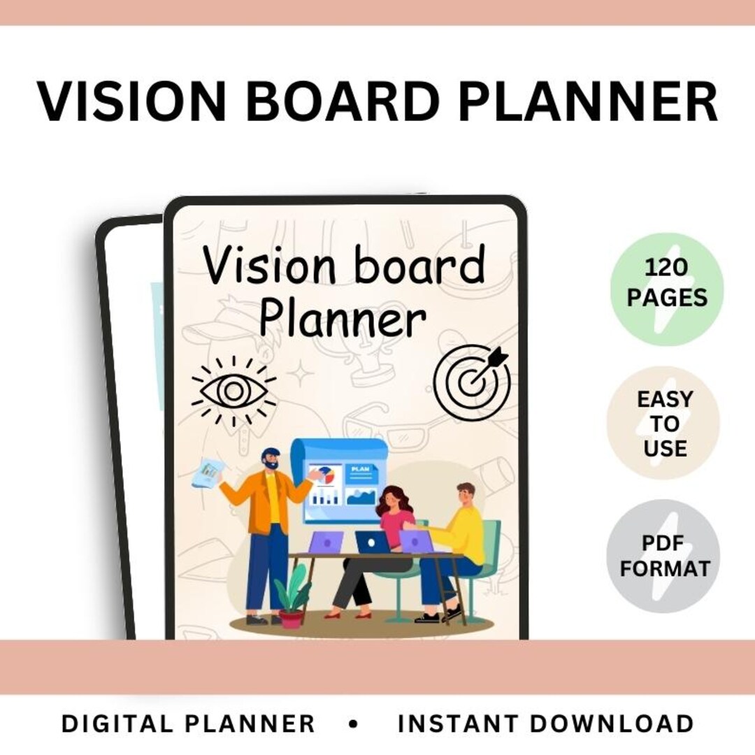 Vision Board & Goal Planner | Success Tracker | Printable and Digital ...