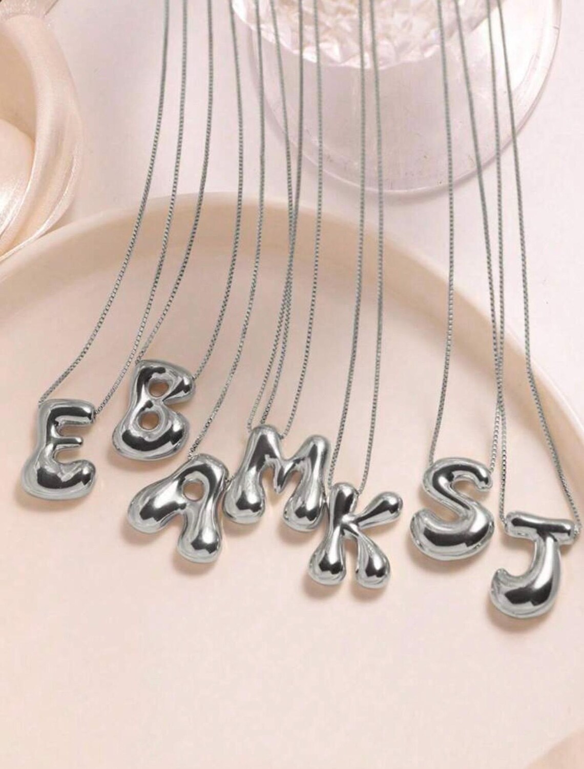 Chunky Gold Initial Necklace: Y2K Bubble Letter Pendant - Etsy