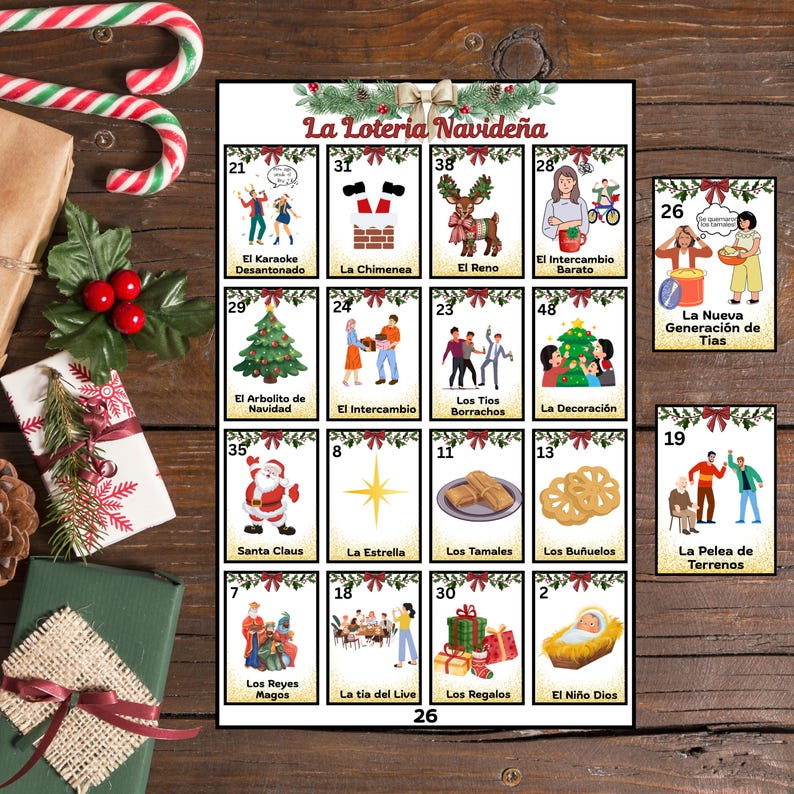 La Loteria Navideña, Juego Familiar De Navidad, Christmas Family ...