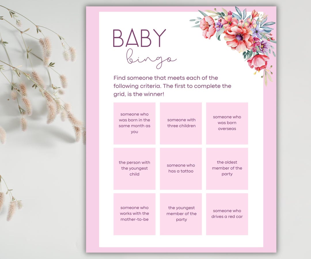 Customizable Baby Bingo for Baby Shower Gender Reveal or Pregnancy ...