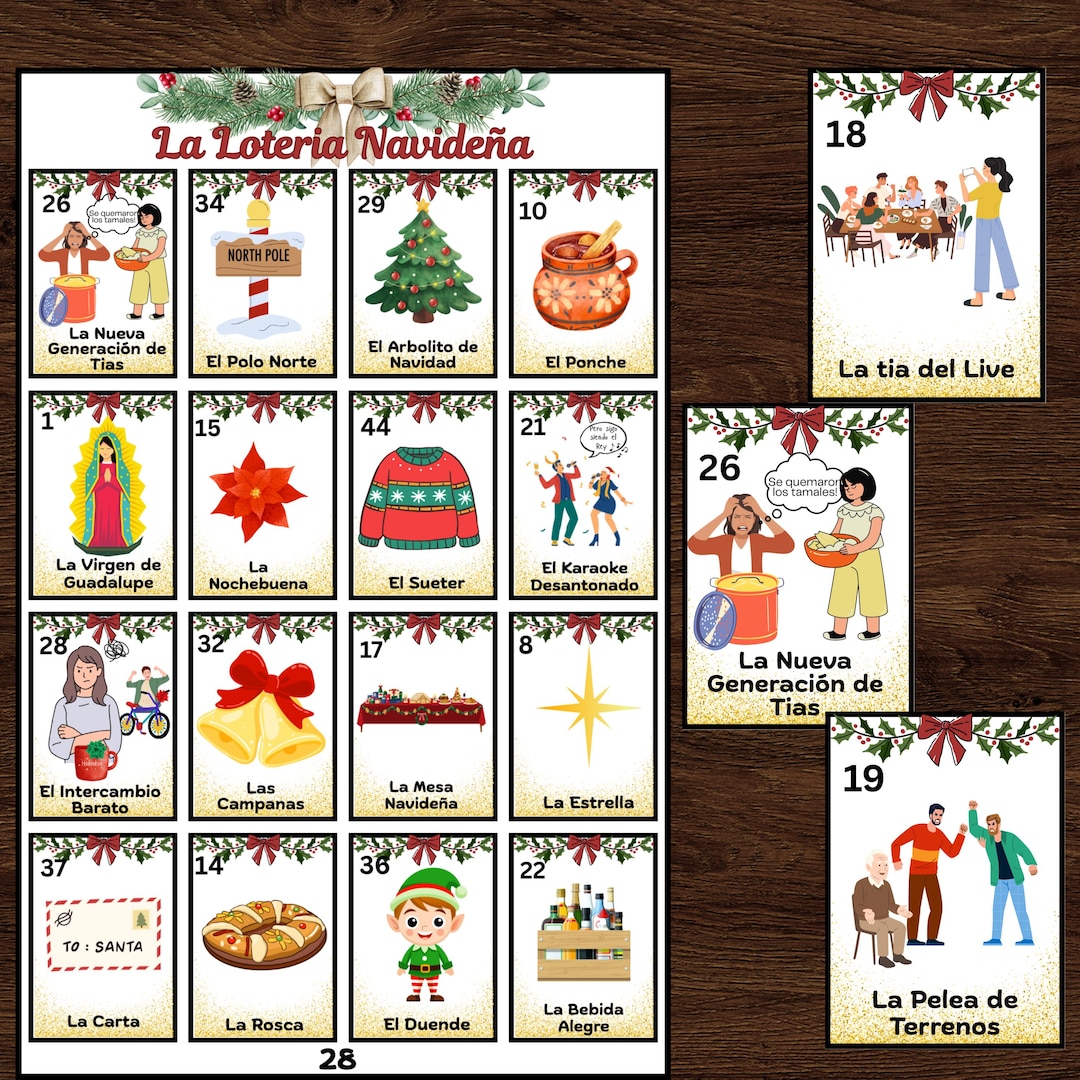 Lotería Navideña Mexicana, Juego De Navidad Divertido En Español ...