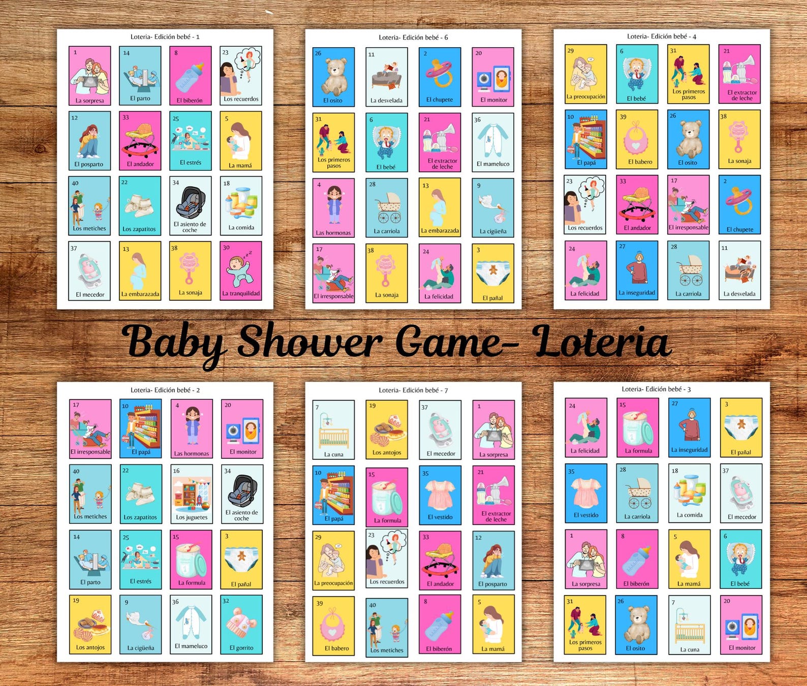 Juego De Loteria Baby Shower Unisex, Loteria Bebe Para Baby Shower De ...